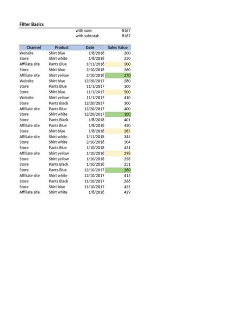 Excel Filter Workbook Pdf