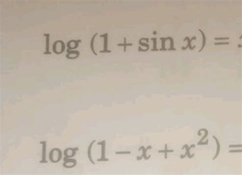 Log 1 Sinx Log 1−x X2 Filo