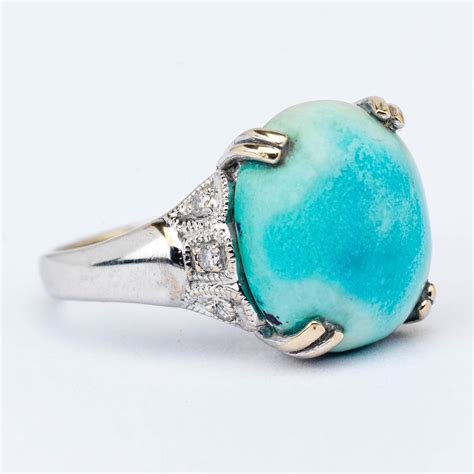 Turquoise And Diamond Vintage Ring Mourne Antiques And Jewellery