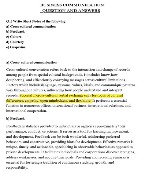 Model Q And A Busi Comm Pdf