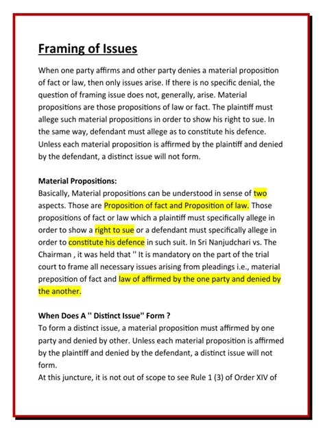 Framing Of Issues Cpc Pdf