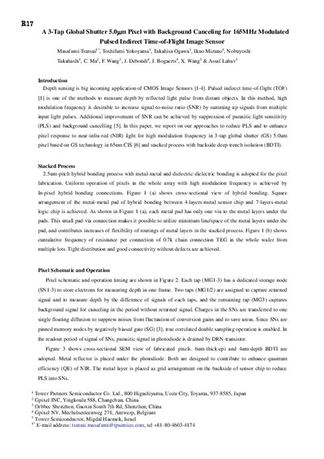 Pdf A 3 Tap Global Shutter 50m Pixel With Background Canceling For 165mhz Modulated Pulsed
