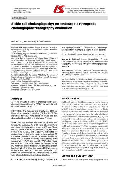 Pdf Sickle Cell Cholangiopathy An Endoscopic Retrograde Cholangiopancreatography Evaluation