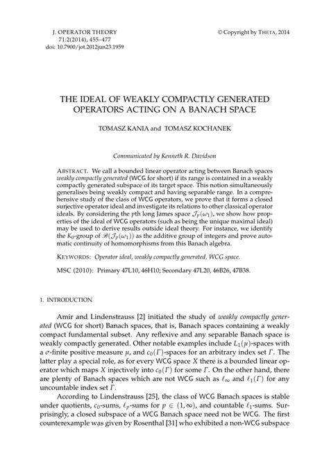 Pdf The Ideal Of Weakly Compactly Generated Operators Acting On A