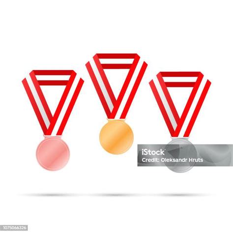 스포츠 게임을 위한 백색 배경에 세 메달 벡터 일러스트입니다 1위에 대한 스톡 벡터 아트 및 기타 이미지 1위 개체 그룹