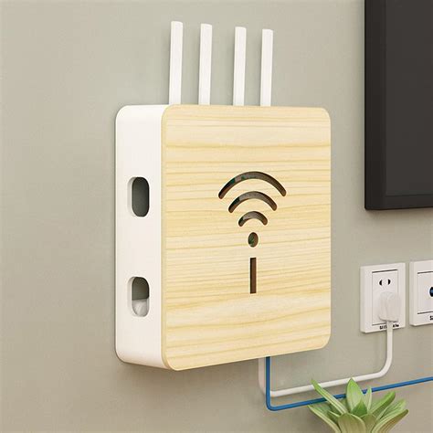Amazon Com Wooden Wireless Router Organizer Rack Shelf Wall Mount WiFi Router Storage Box Modem