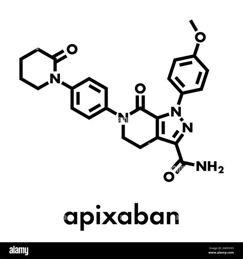 Apixaban Anticoagulant Drug Molecule Direct Fxa Inhibitor Skeletal Formula Stock Vector Image