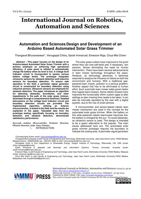 Pdf Design And Development Of An Arduino Based Automated Solar Grass