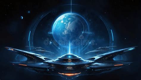 Stellar Expedition A Gleaming Spacecraft S Cosmic Odyssey Ai Generated Stock Illustration