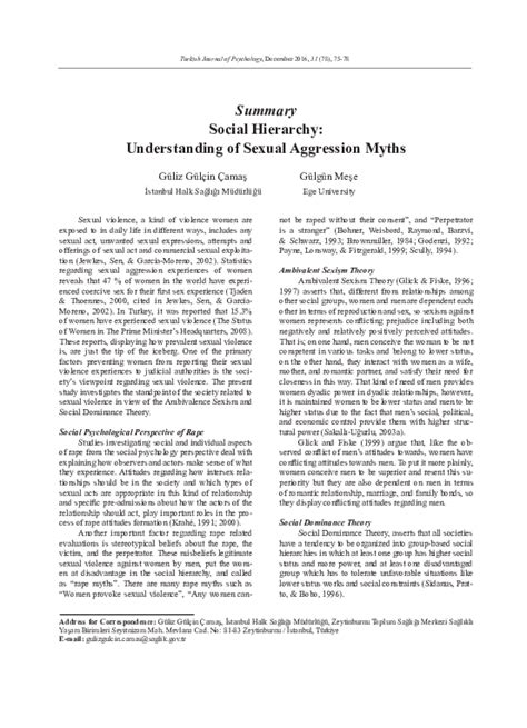 Pdf Social Hierarchy Understanding Of Sexual Aggression Myths