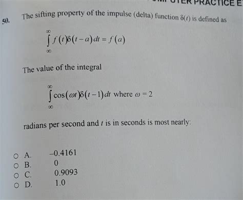 Solved Ter Practice E Sifting Property Of The Impulse