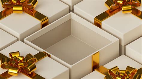 3d 렌더링 그림입니다 아이소 메트릭 패턴 현실적인 선물 상자 제품을 전시하기 위한 빈 스탠드 또는 빈 선물 상자 황금색 리본이 달린 베이지색 상자를 열고 닫습니다 3차원