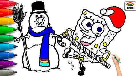 Spongebob And Snowman Coloring Pages How To Coloring Spongebob Youtube