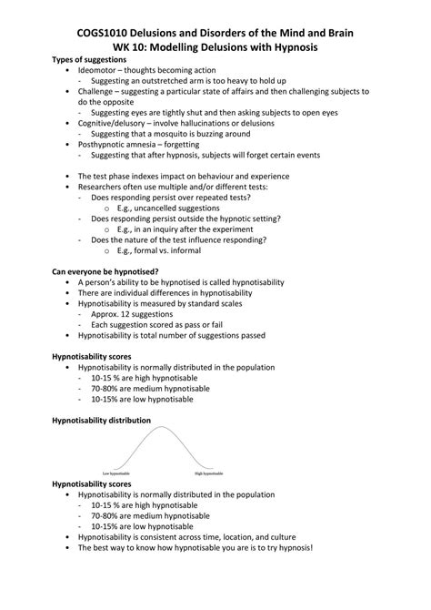 Cogs101 Weeks 1 11 Lecture Notes Cogs101 Delusions And Disorders Of The Mind And Brain Mq