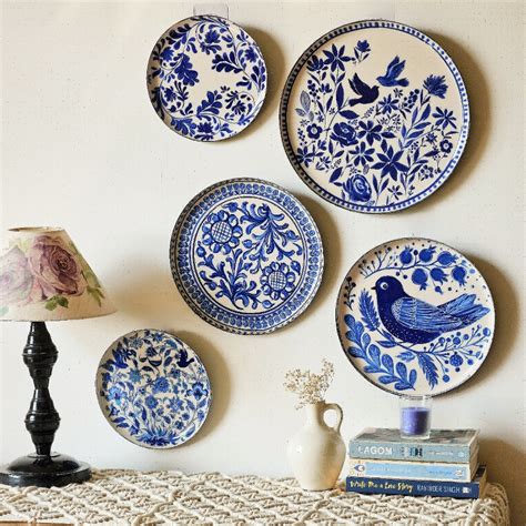 Ritualistic Holland Delft Art Wall Plates Set Of 5 Decor Plates