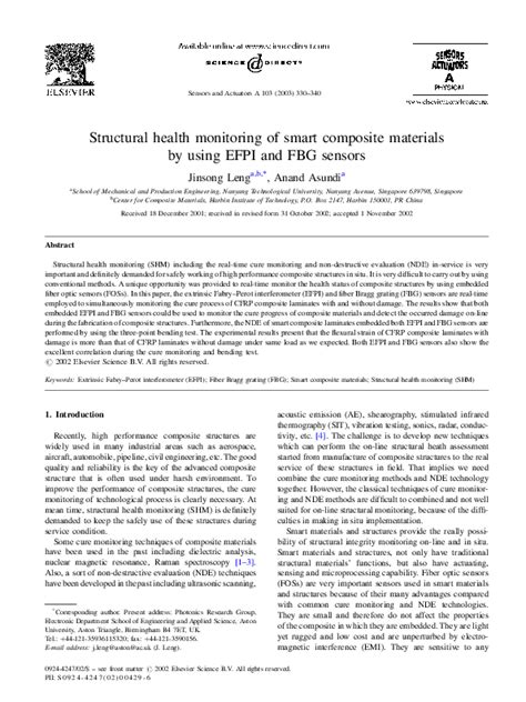 Pdf Structural Health Monitoring Of Smart Composite Materials By Using Efpi And Fbg Sensors