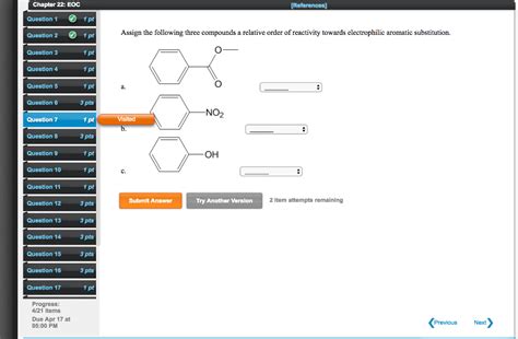 Solved Assign The Following Three Compounds A Relative Order