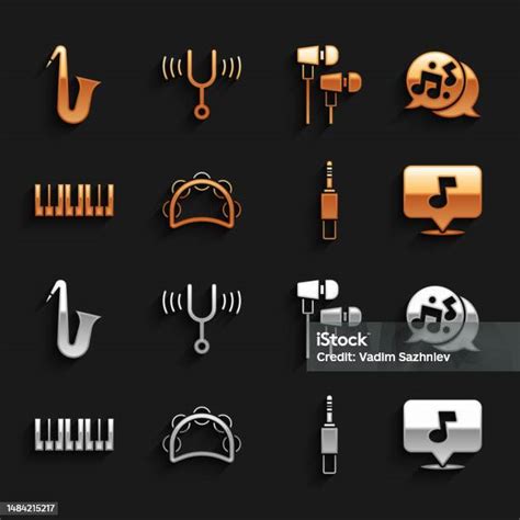 탬버린 음표 음색 오디오 잭 신디사이저 에어 헤드폰 악기 색소폰 및 소리굽쇠 아이콘을 설정합니다 벡터 0명에 대한 스톡 벡터 아트 및 기타 이미지 Istock