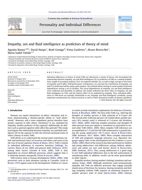 Pdf Empathy Sex And Fluid Intelligence As Predictors Of Theory Of Mind