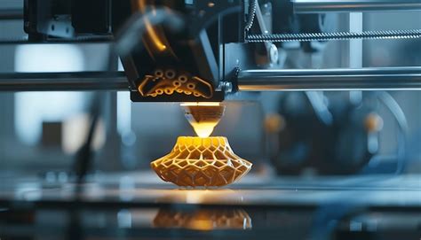 Closeup Of An Industrial 3d Printer In Action Fabricating A Complex 3d