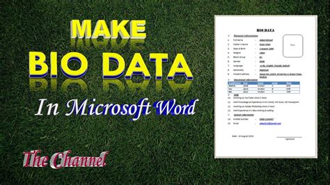How To Make Bio Data In Ms Word Bio Data For Job Apply Youtube