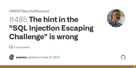 The Hint In The Sql Injection Escaping Challenge Is Wrong · Issue