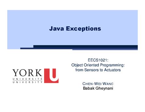 Eecs1021 Object Oriented Programming Common Errors In Java Studocu