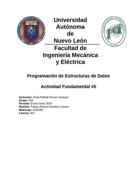 Actividad Fundamental 5 Pdf Datos De Computadora Algoritmos Y Estructuras De Datos