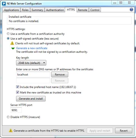 Tutorial Using Ssl Certificates With The Ni Application Webserver Ni