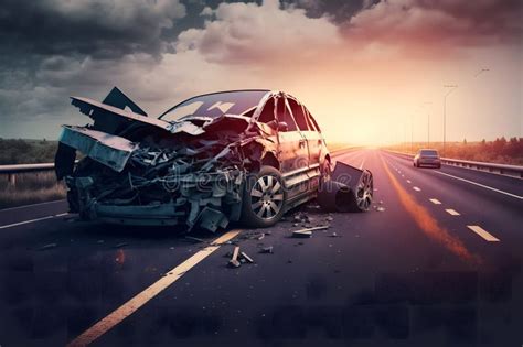 Car Accident Concept With Car Collision On City Highway Road Neural
