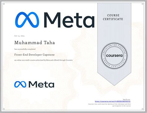 Muhammad Taha On Linkedin Frontenddevelopment Reactjs Coursera Meta Webdevelopment
