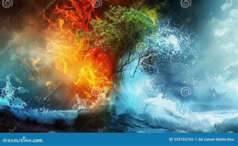 The Four Elements Fire Water Earth And Air Stock Illustration