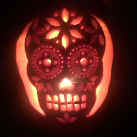 Use Our Free Sugar Skull Pumpkin Pattern To Easily Carve An Elaborate Jack O Lantern Pumpkin
