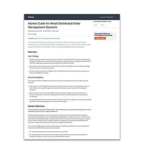 Gartner Report 2021 Market Guide For Retail Distributed Order Management Systems