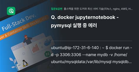 Docker Jupyternotebook Pymysql 실행 인프런 커뮤니티 질문and답변