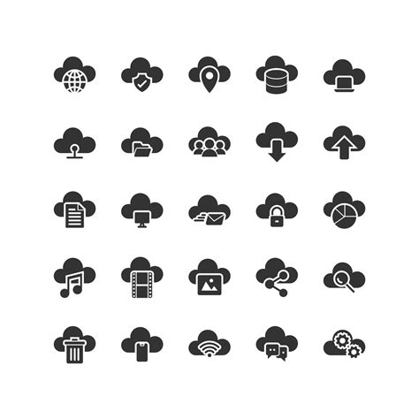 Cloud Computing Solid Icon Set 1338740 Vector Art At Vecteezy