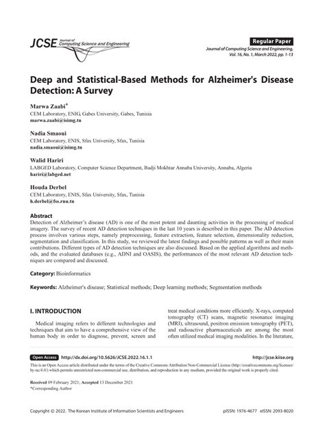 Pdf Deep And Statistical Based Methods For Alzheimer S Disease Detection A Survey