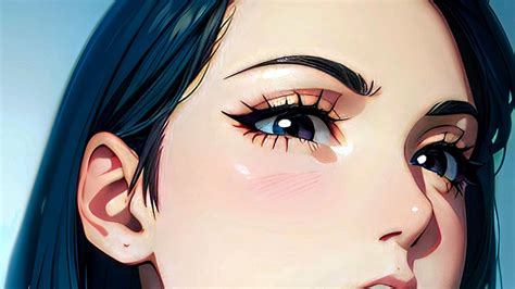 Красивая девушка брюнетка с фиолетовыми глазами · 1920x1080 Full Hd бесплатная фотография от