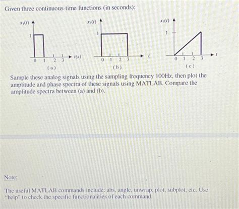 Solved Given Three Continuous Time Functions In Seconds