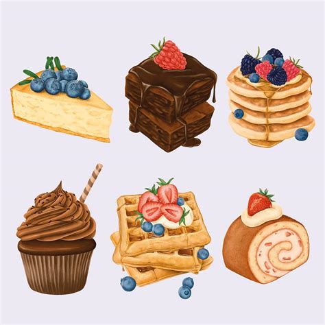 Hand Drawn Dessert Watercolor Style Free Stock Vector 393111