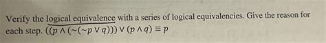Verify The Logical Equivalence With A Series Of