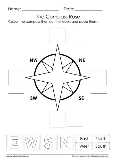The Compass Rose Worksheet Digital 1 Teacher Made Resources