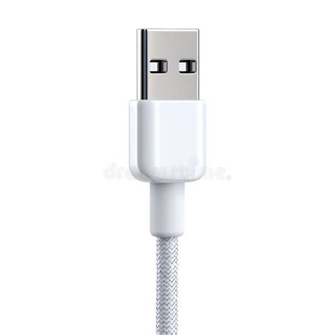 Usbc Cable Closeup Of A White Braided Usb Connector White Background