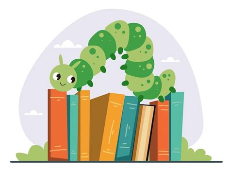 Premium Vector Bookworm Worm Book Library Education Knowledge Concept Flat Graphic Design