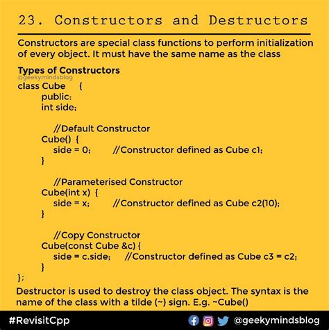 Constructors And Destructors Learn Computer Coding Programming