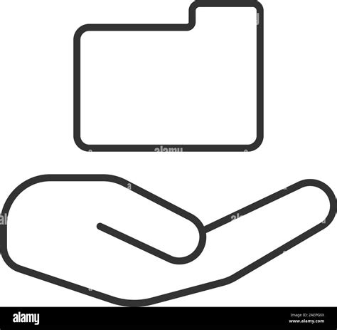 Open Hand With Folder Linear Icon File Manager Thin Line Illustration Contour Symbol Vector
