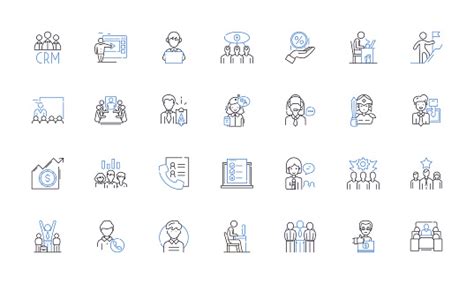 전문 추구 라인 아이콘 컬렉션입니다 우수성 전문성 헌신 숙달 전문화 정밀도 기술 벡터 및 선형 일러스트레이션 통찰력 독창성 혁신