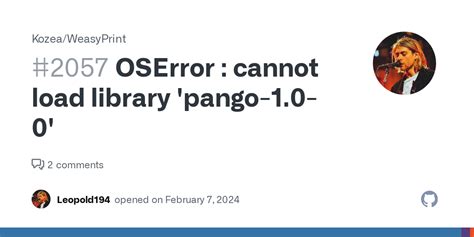 Oserror Cannot Load Library Pango 10 0 · Issue 2057 · Kozeaweasyprint · Github