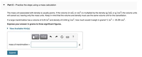 Solved Part C Practice The Steps Using A Mass Calculation