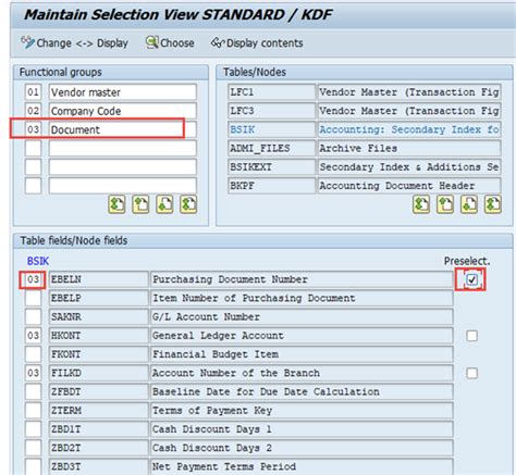 Fbl1n Dynamic Selection Add Purchasinig Document Sap Community